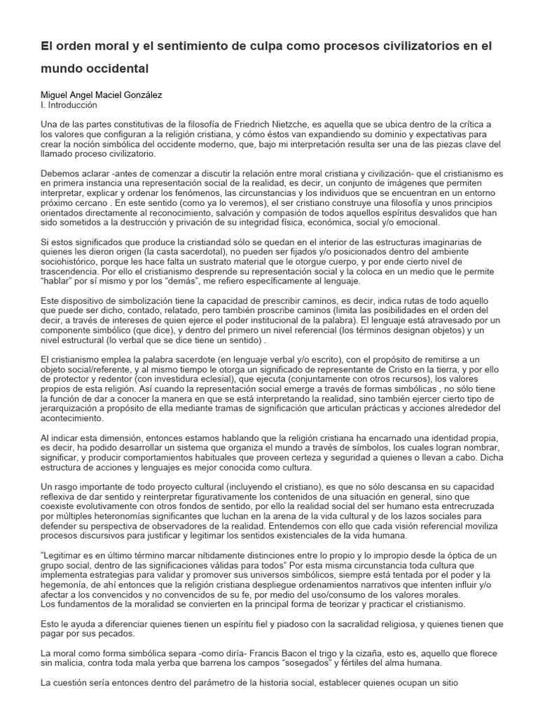 El Orden Moral y El Sentimiento de Culpa Como Procesos Civilizatorios ... El Orden Moral y El Sentimiento de Culpa Como Procesos Civilizatorios ...