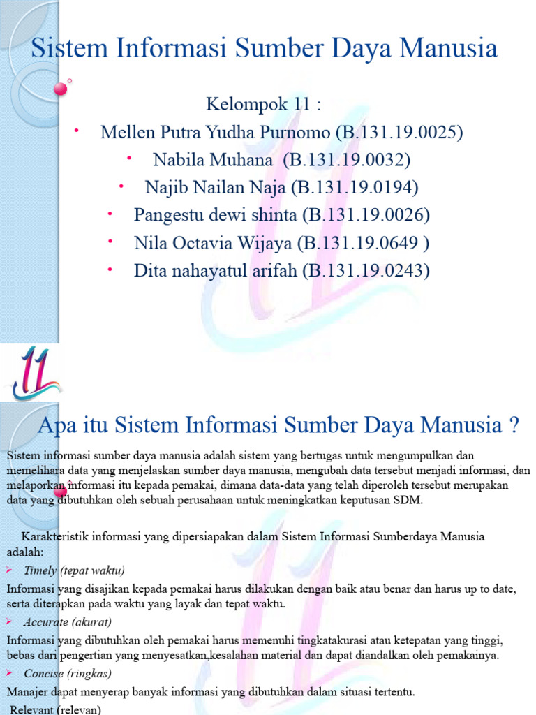 Sistem Informasi Sumber Daya Manusia (Kel11) | PDF | Karier & Perkembangan