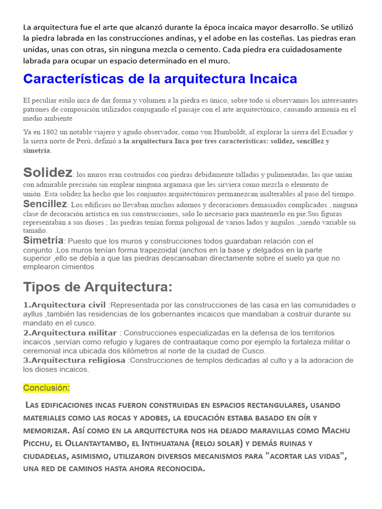 Arquitectura Incaica: Arte y Tipos | PDF | Imperio Inca