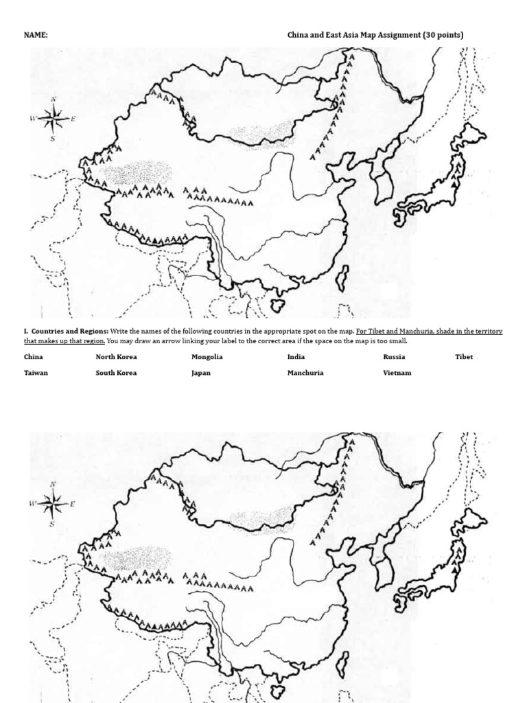 China & East Asia Map Task | PDF
