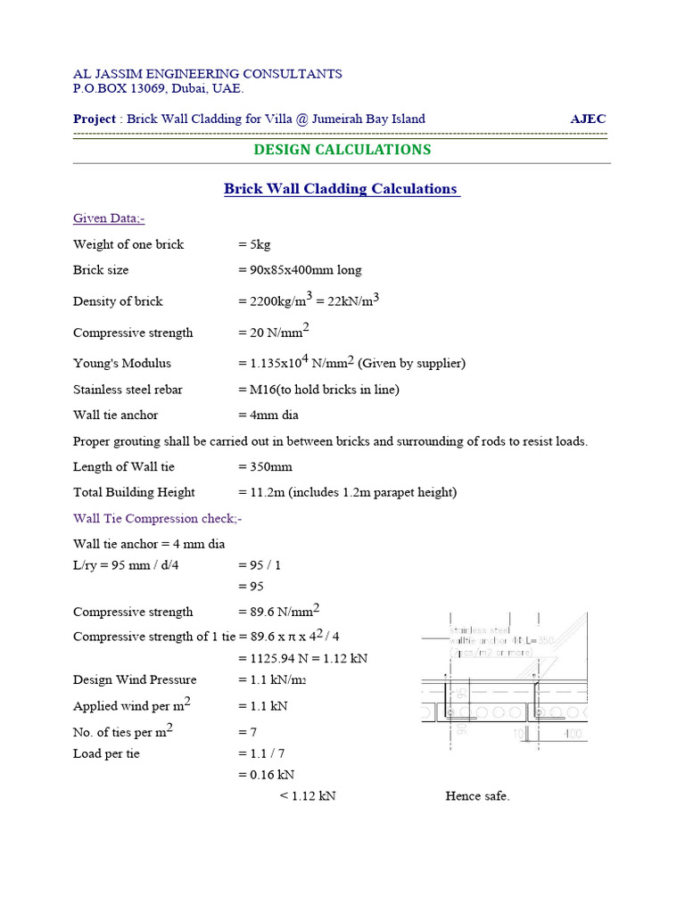 Brick Cladding Calcs Full 6 | PDF | Building Materials | Building ...