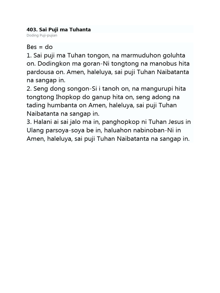 Doding Haleluya No 403 | PDF