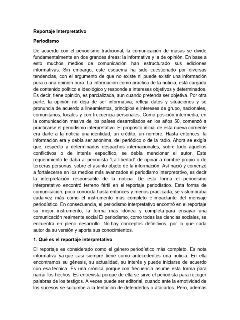 Reportaje Interpretativo | PDF | Observación | Conocimiento