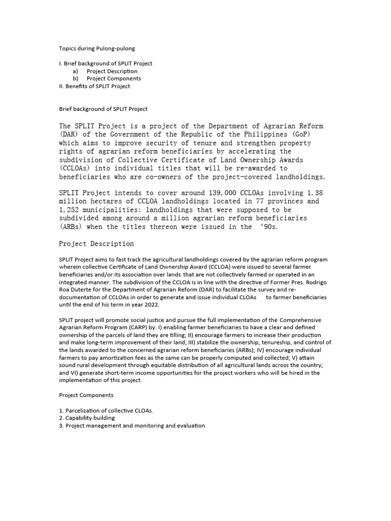 Split Project Discussion | PDF | Economies | Agriculture