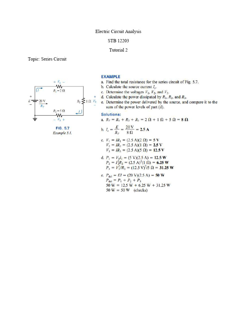 Tutorial 2 - Series Circuit | PDF
