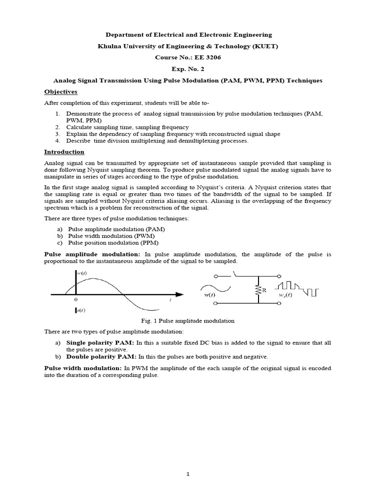 EE 3206, Exp 02 | PDF | Sampling (Signal Processing) | Modulation