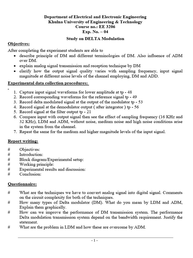 EE 3206, Exp 04 | PDF | Modulation | Electronic Engineering