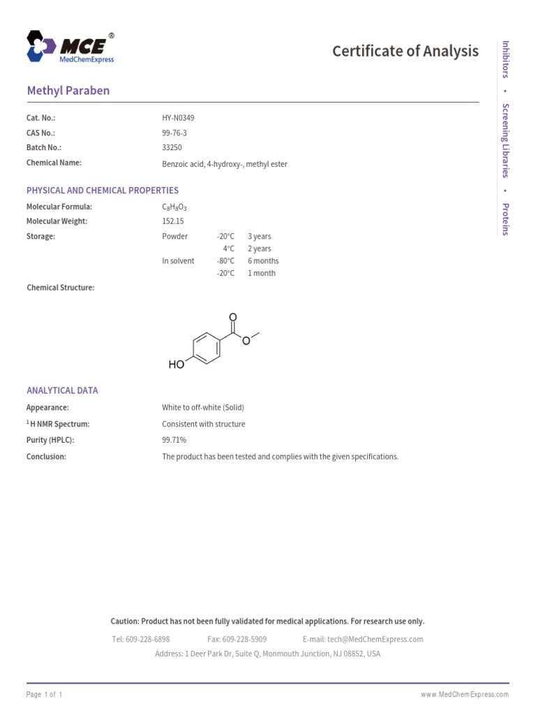 Coa Nipagin New Produk | PDF