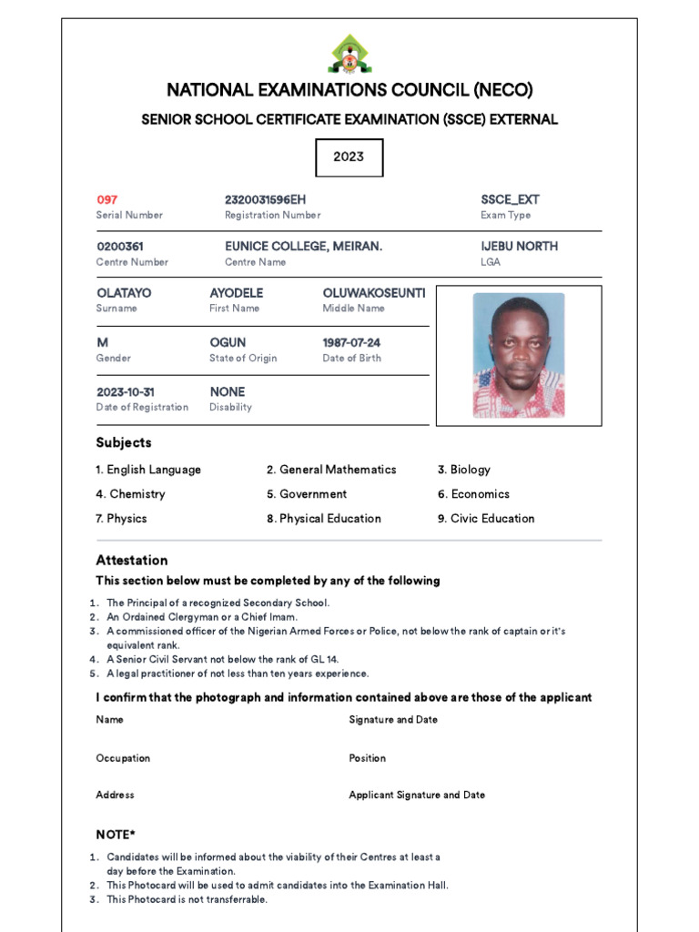 SSCE External Examination | PDF