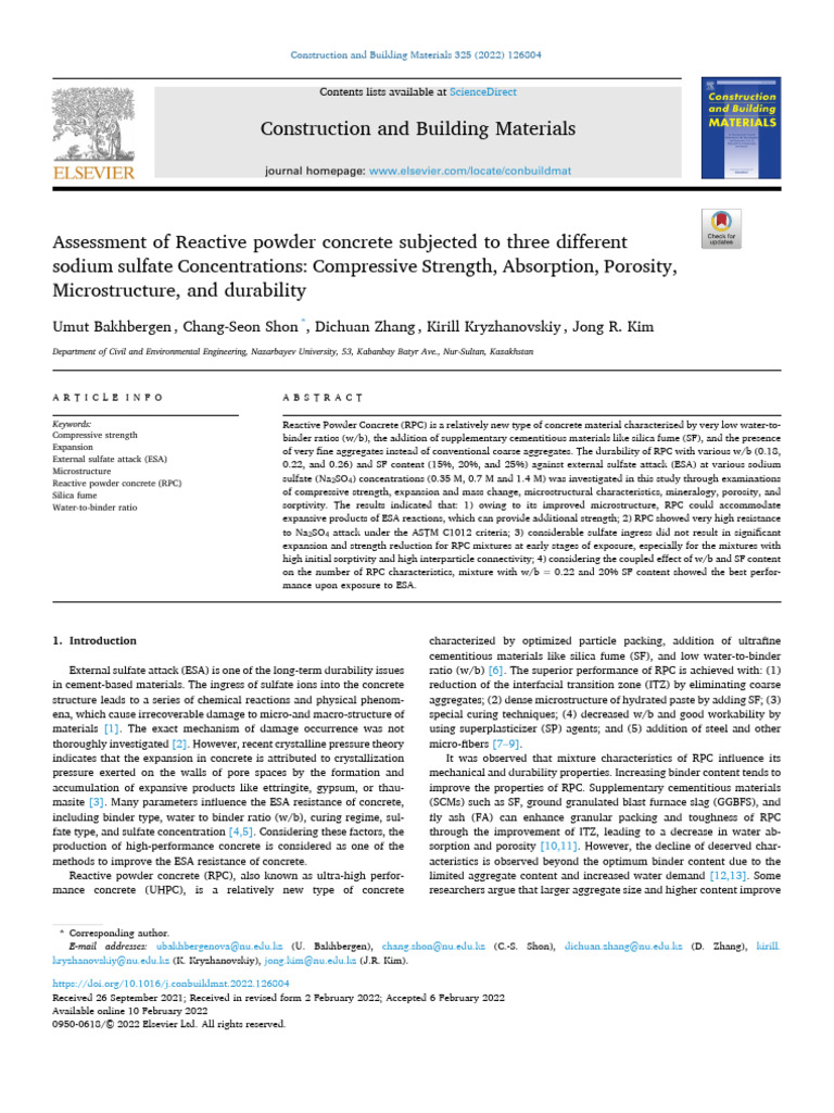 1 s2.0 S0950061822004925 Main | PDF | Concrete | Cement