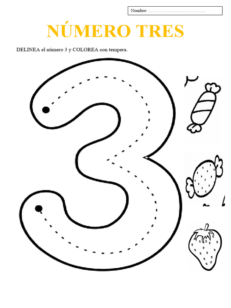 Numero Tres para Ninos de 3 Anos | PDF