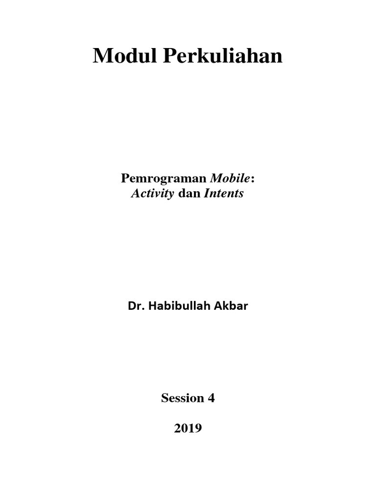 Pemrograman Mobile: Activity & Intent | PDF