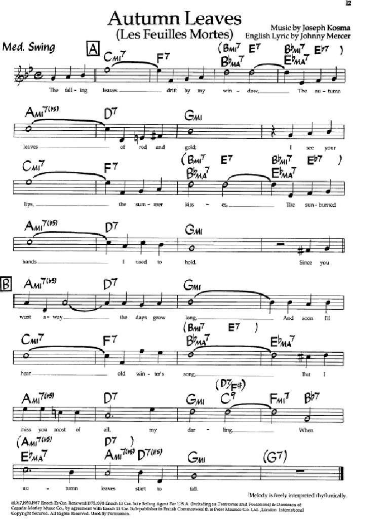 Autumn Leaves Pdf
