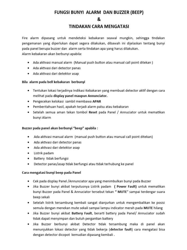 Fungsi Bunyi Alarm & Buzer Pada Panel | PDF
