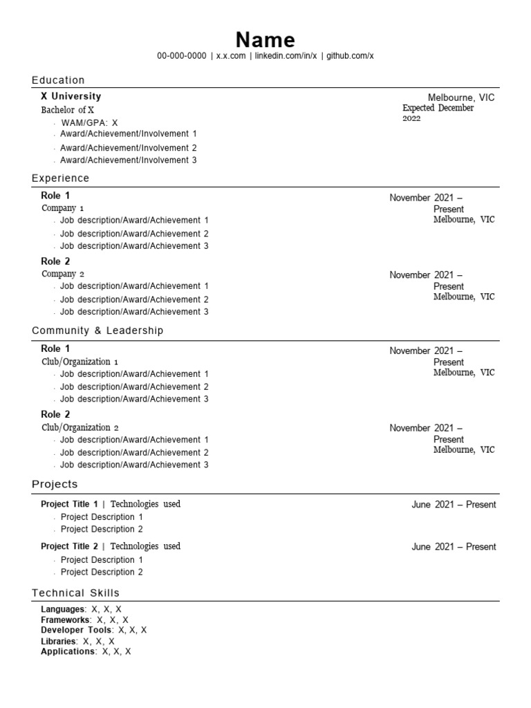 CS IT SWE Resume Template | PDF | Computing