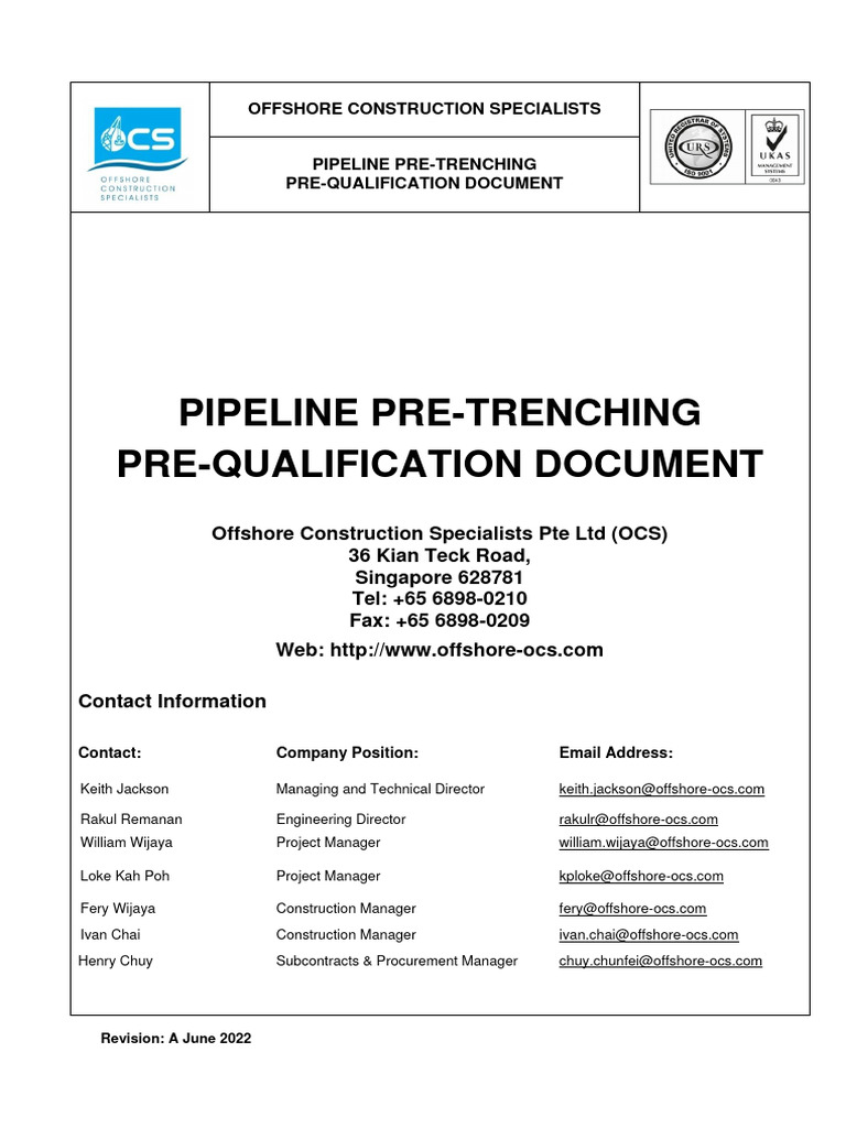Pipeline Pre Trenching Pre Qua - Rev A 27june22 - Final | PDF ...