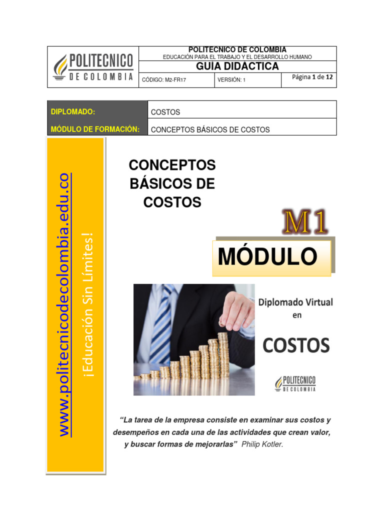 Guia Didactica Costos_conceptos básicos de costos | PDF | Costo | Business