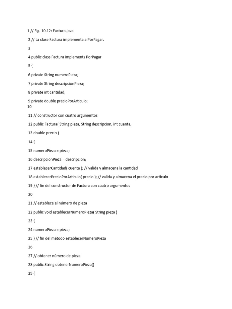 Implementación de Clase Factura Java | PDF | Informática