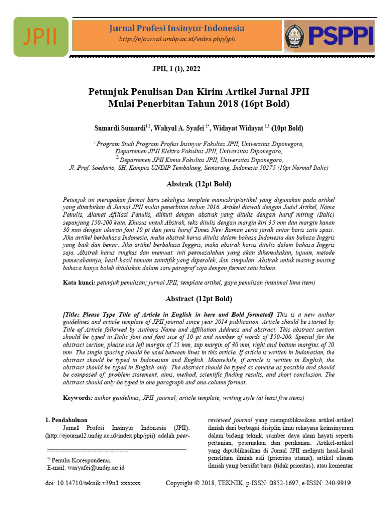 FORMAT JURNAL JPII - Authorguidelines - Jpii2022 | PDF