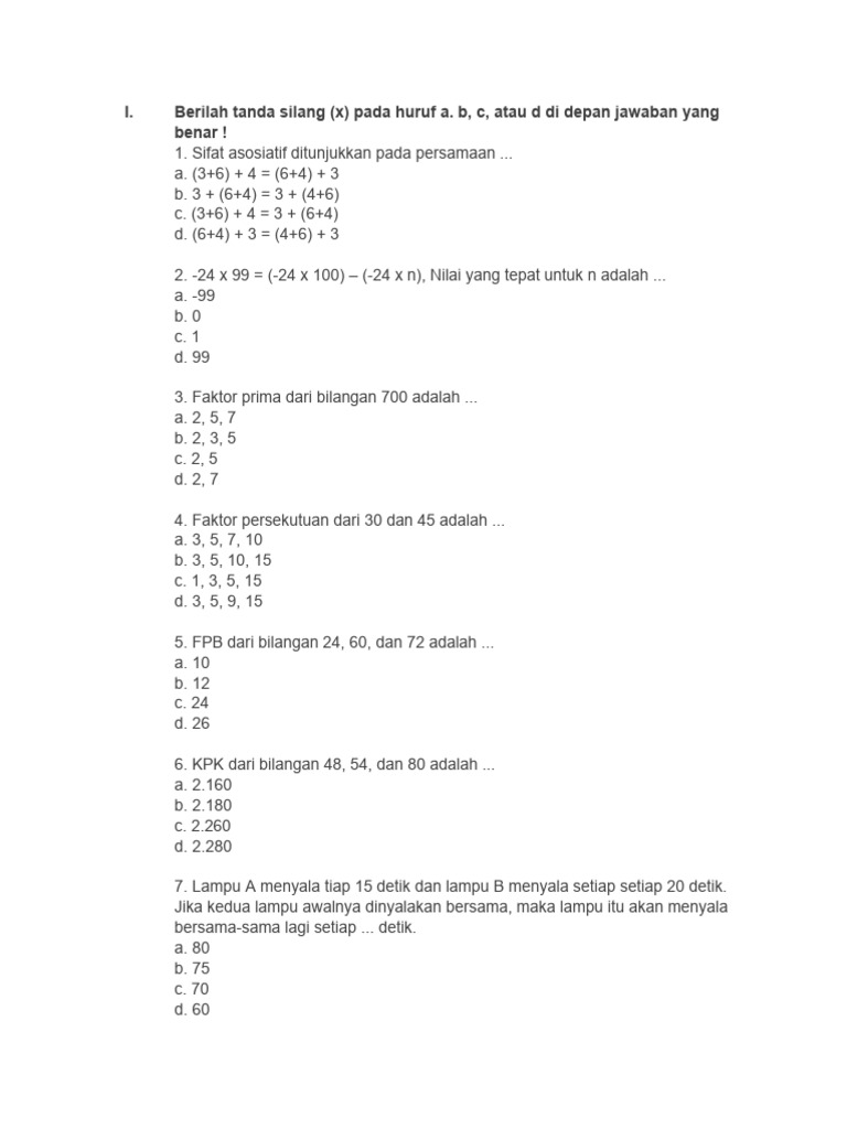 Soal Matematika Kelas 6 | PDF