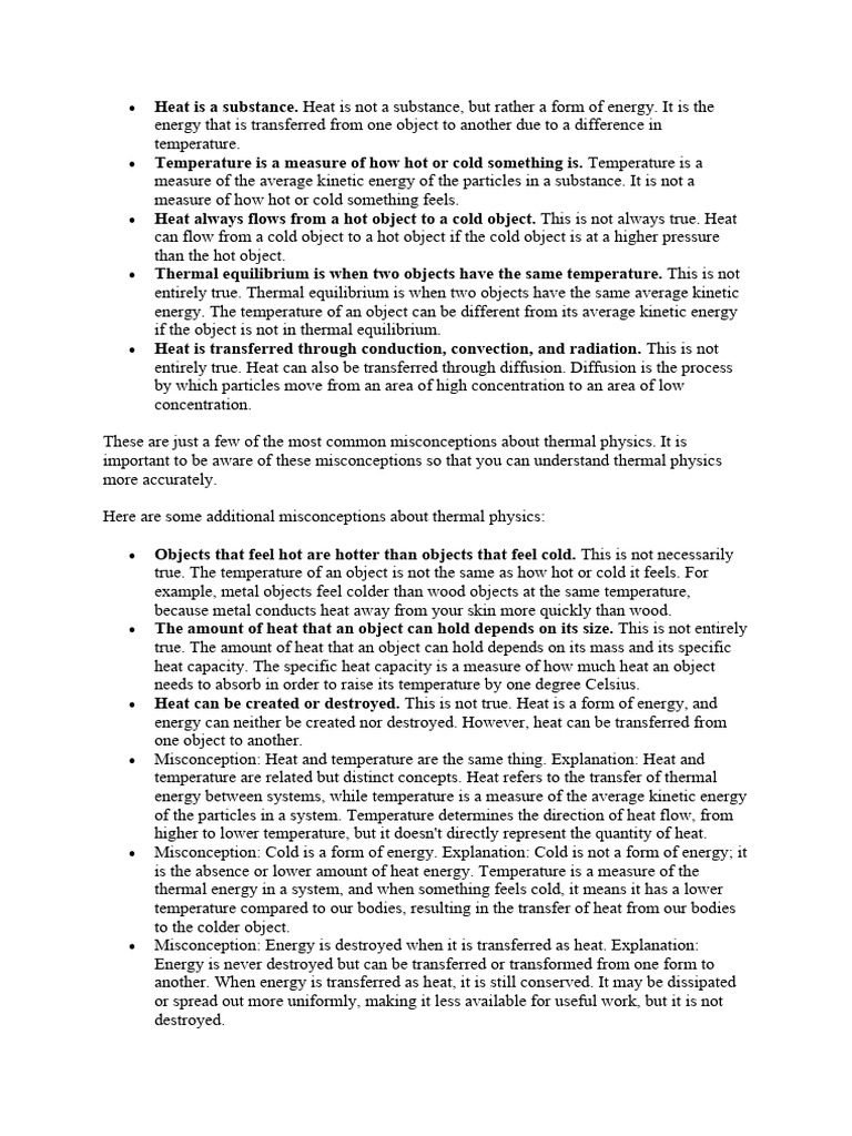 Misconceptions in Thermal Physics | Download Free PDF | Heat | Temperature