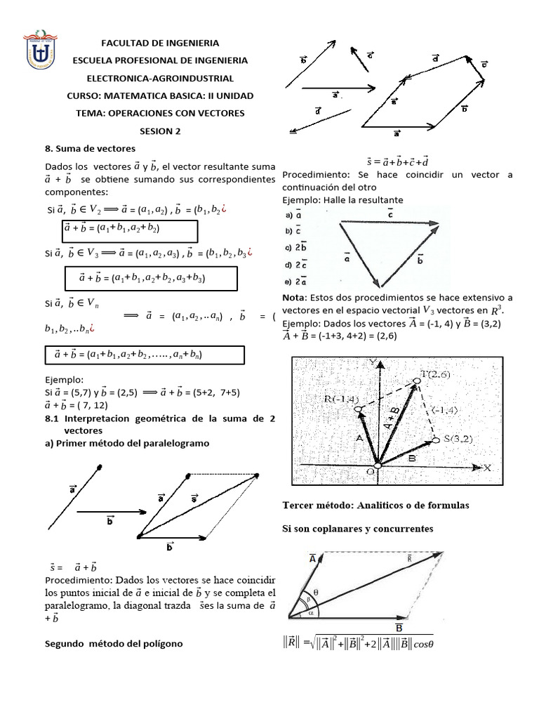 Teoria Vectores Sesion 2 - 2019-I | PDF | Vector Euclidiano | Espacio vectorial