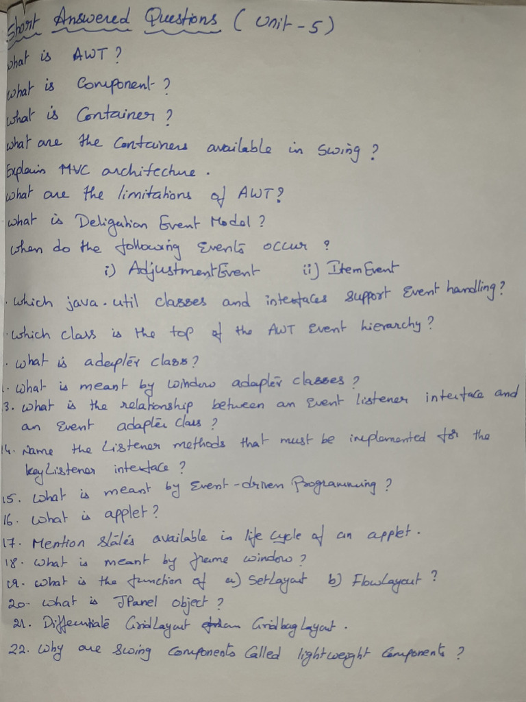OOP Unit5 Questionbank | PDF OOP Unit5 Questionbank | PDF