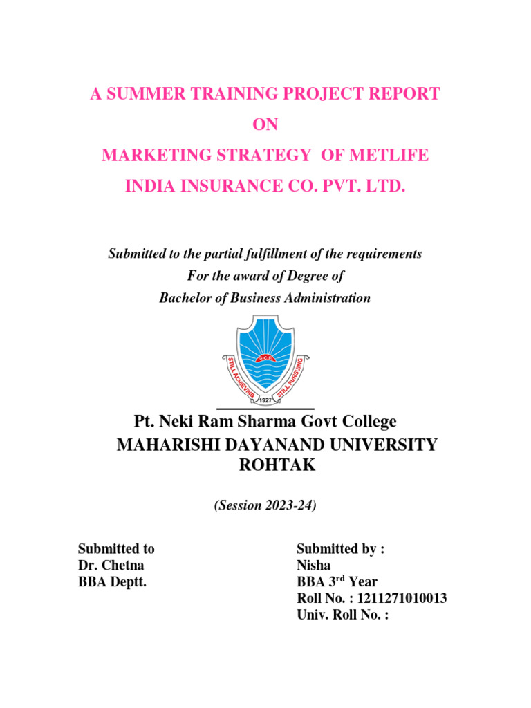 Nisha 1 | PDF | Strategic Management | Life Insurance