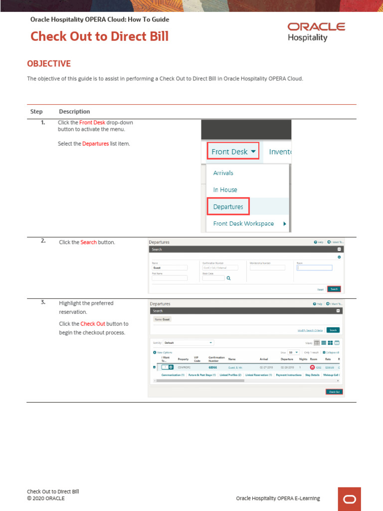 Direct Bill Checkout in OPERA Cloud | PDF | Finance & Money Management