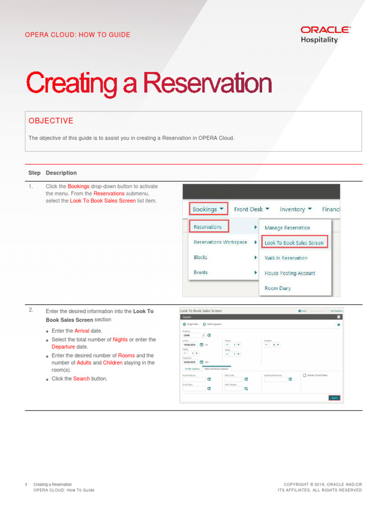Creating A Reservation - How To Guide | PDF | Software | Computing