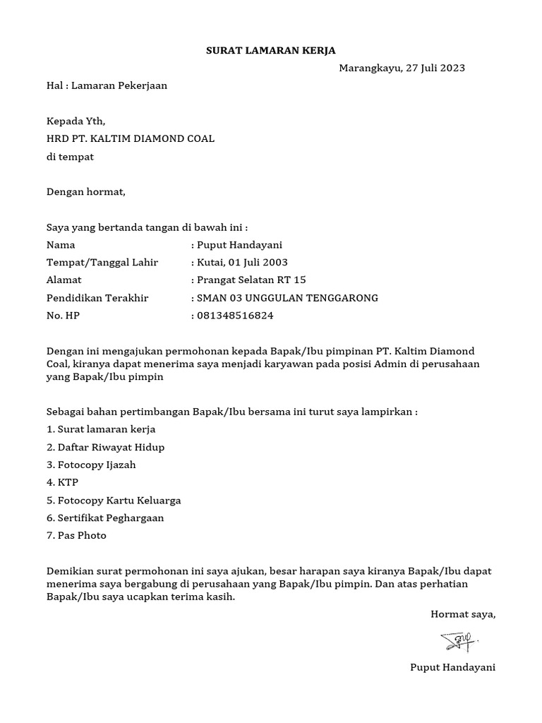 Cv. Puput Handayani | PDF