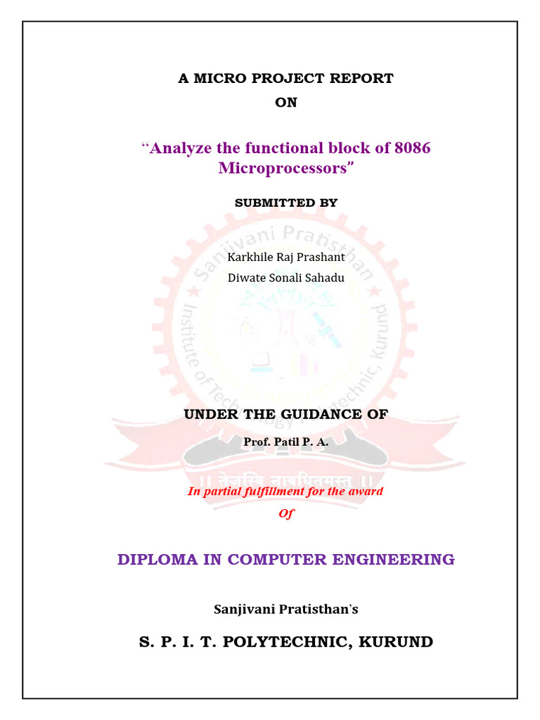 8086 Microprocessor Project Report | PDF