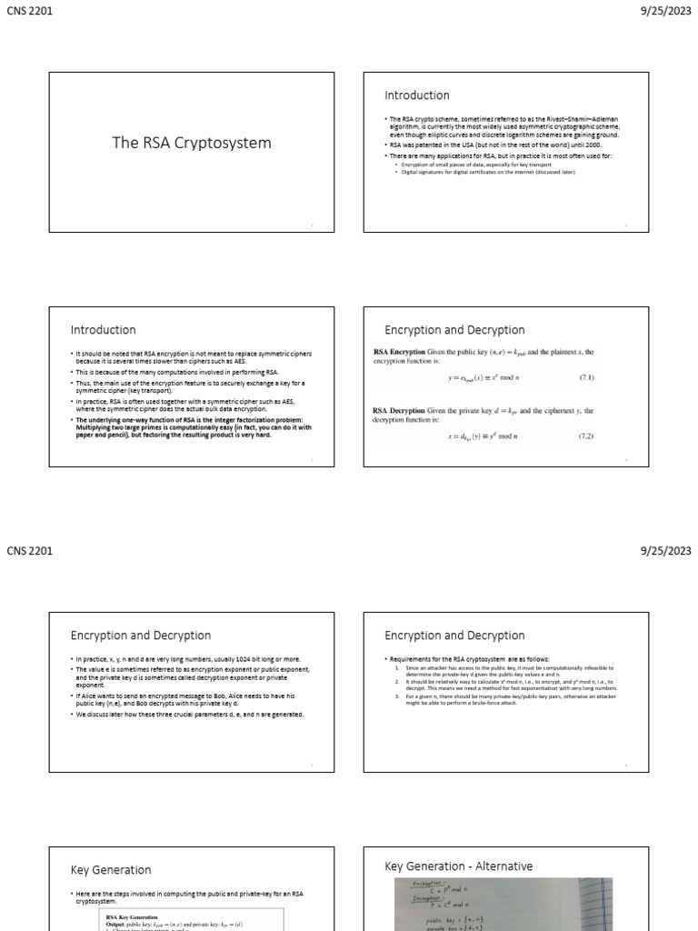 Lecture 8 Rsa Cryptosystem Pdf Cryptography Public Key Cryptography 0262