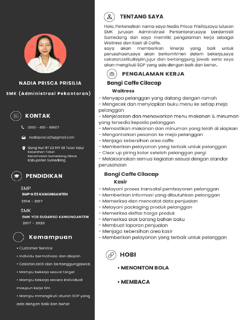 CV - Nadia Prisca Prisilia | PDF