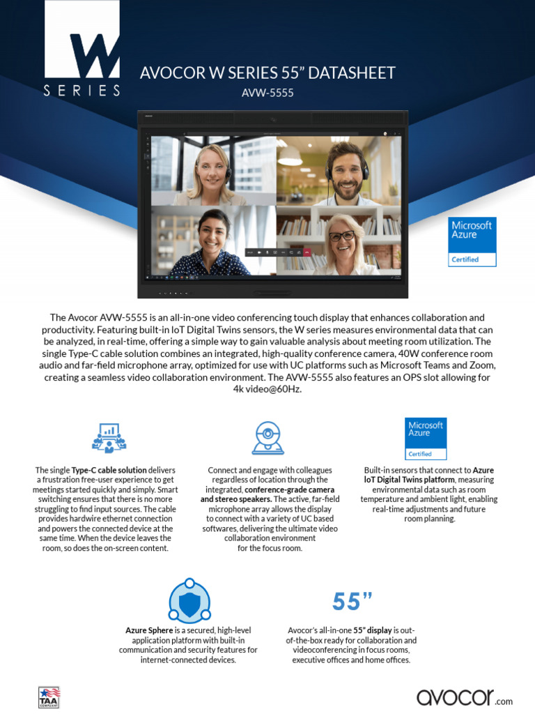 Avocor AVW 5555 Datasheet ENGLISH | PDF | Videotelephony | Usb