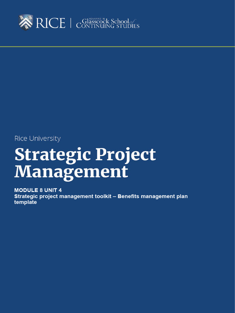 RIC SPM M8U4 Benefits Management Plan Template | PDF | Project ...