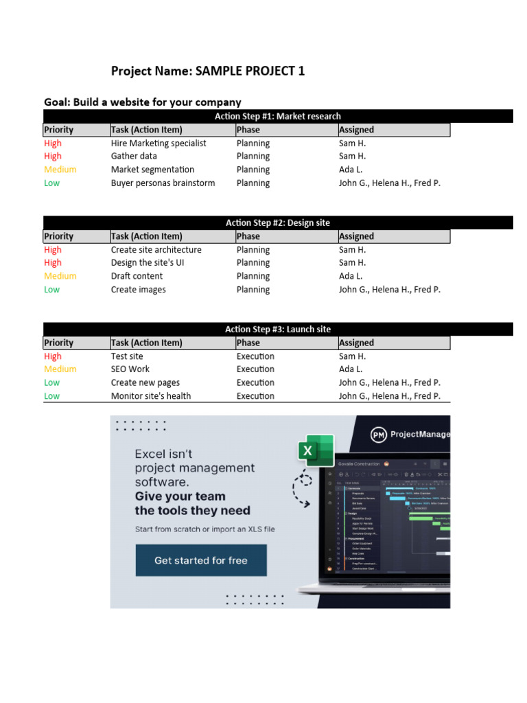 Action Plan Template ProjectManager WLNK | PDF | Marketing | Project Management