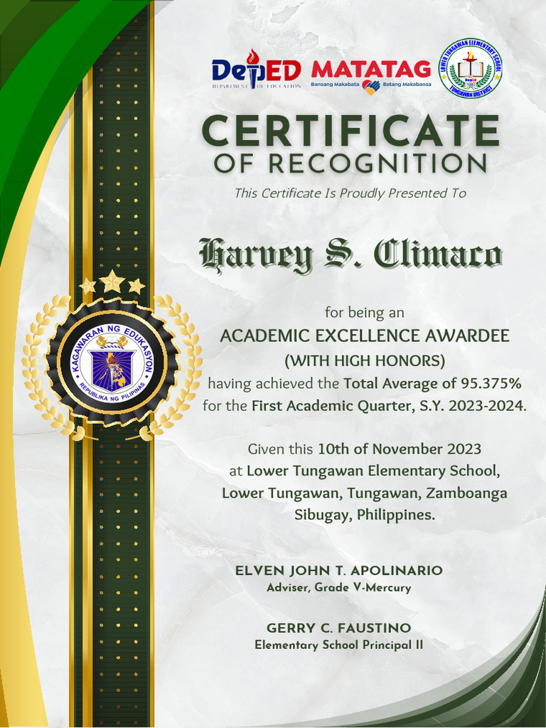 CANVA FOR SHARING - Certificate of Recognition For Learners SY 2022 ...