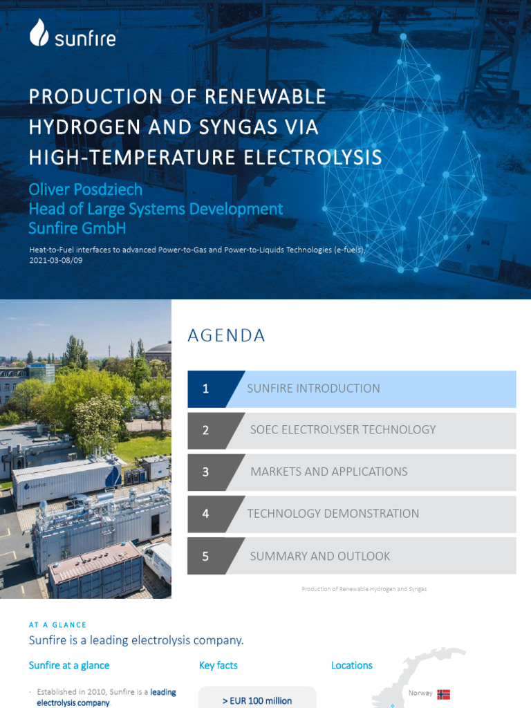 Sunfire Hylink-Workshop On Advanced PTG and PTL Technologies High-Temperature Electrolysis ...