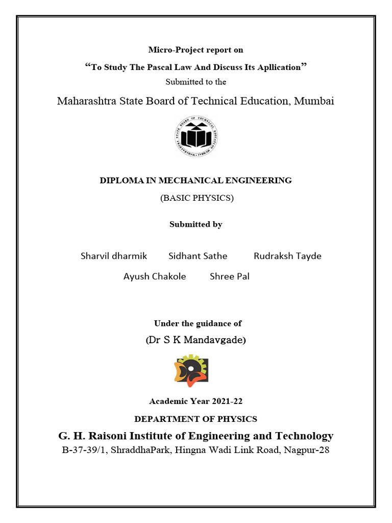 Format For Microproject Pdf Brake Vehicle Technology 6752