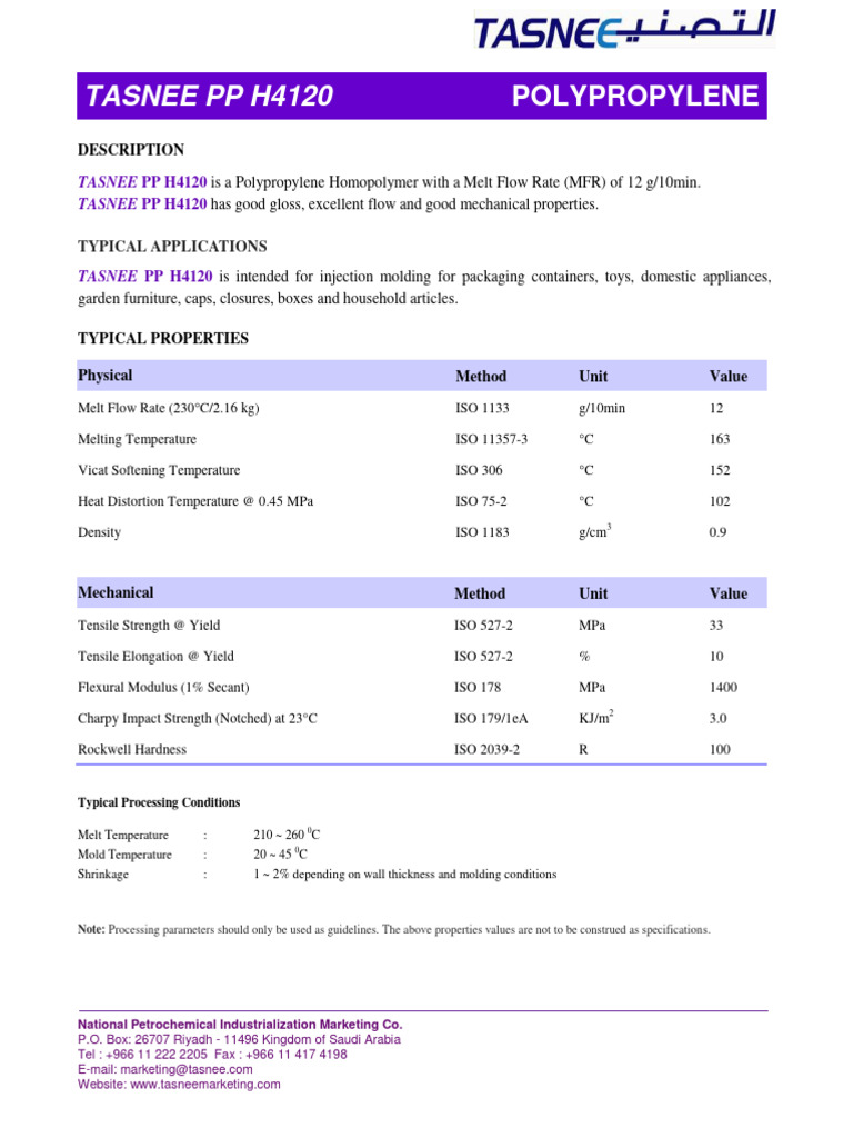PP h4120 Tds | PDF | Humidity | Combustion