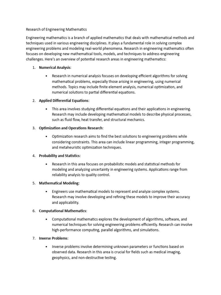 Research of Engineering Mathematics | PDF | Numerical Analysis ...