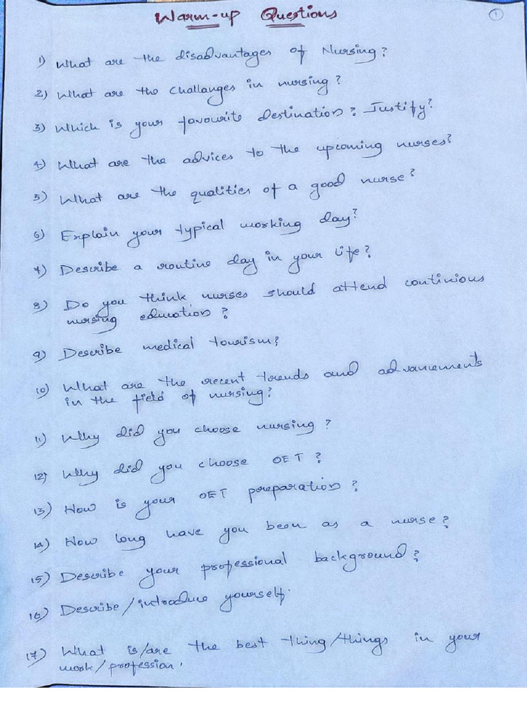 Warm Up Questions | PDF