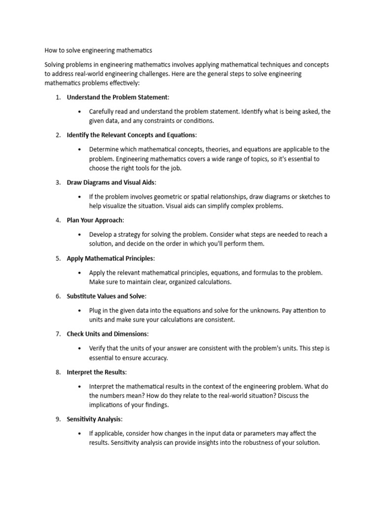 Engineering Math Problem Solving Guide | PDF | Mathematics | Equations
