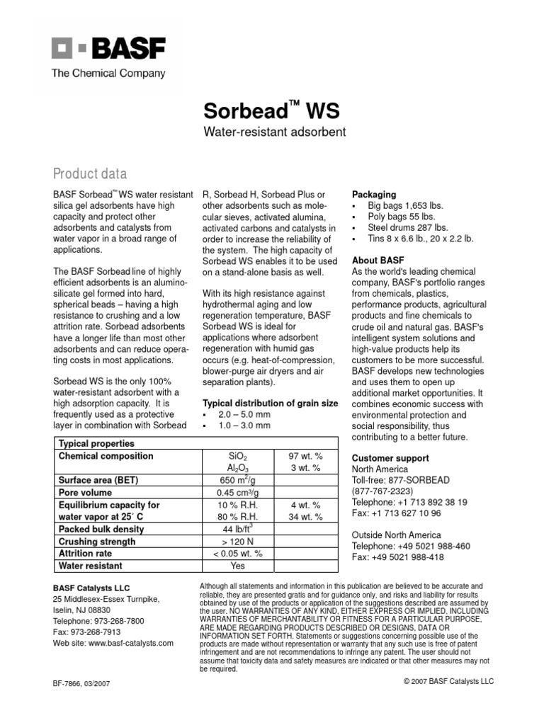 BF-7866-Sorbead WS | PDF | Adsorption | Building Engineering