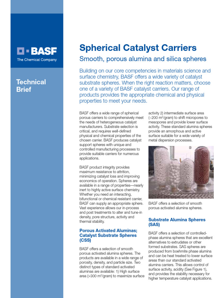 BF9252 US Spherical Catalyst Carriers Tech Brief | PDF