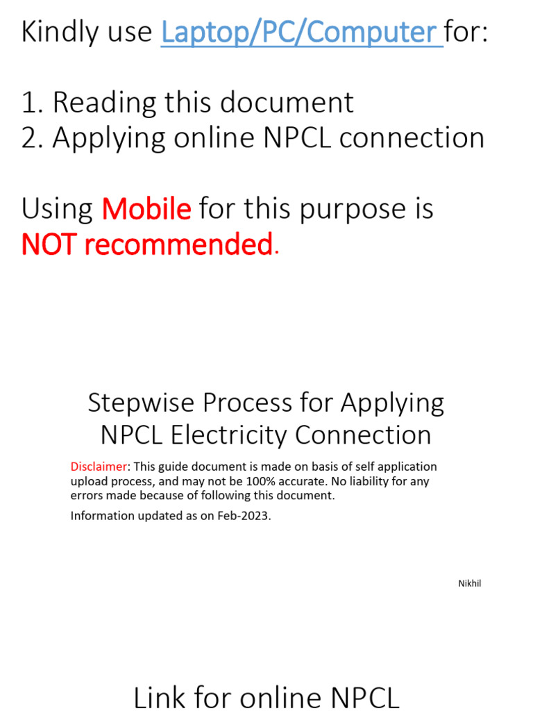 Stepwise Process For Online NPCL Connection v2023-03 | PDF | Mobile App ...