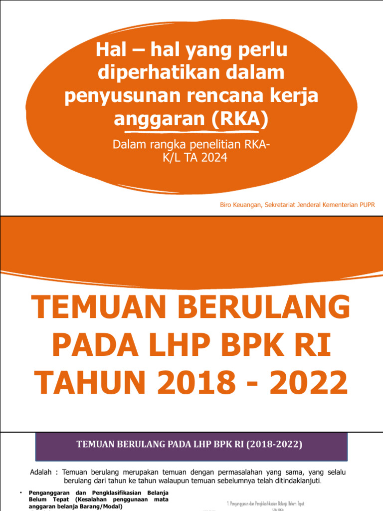 Paparan Penelitian RKA-KL - Edited lt.3 | PDF | Pengelolaan Keuangan & Uang