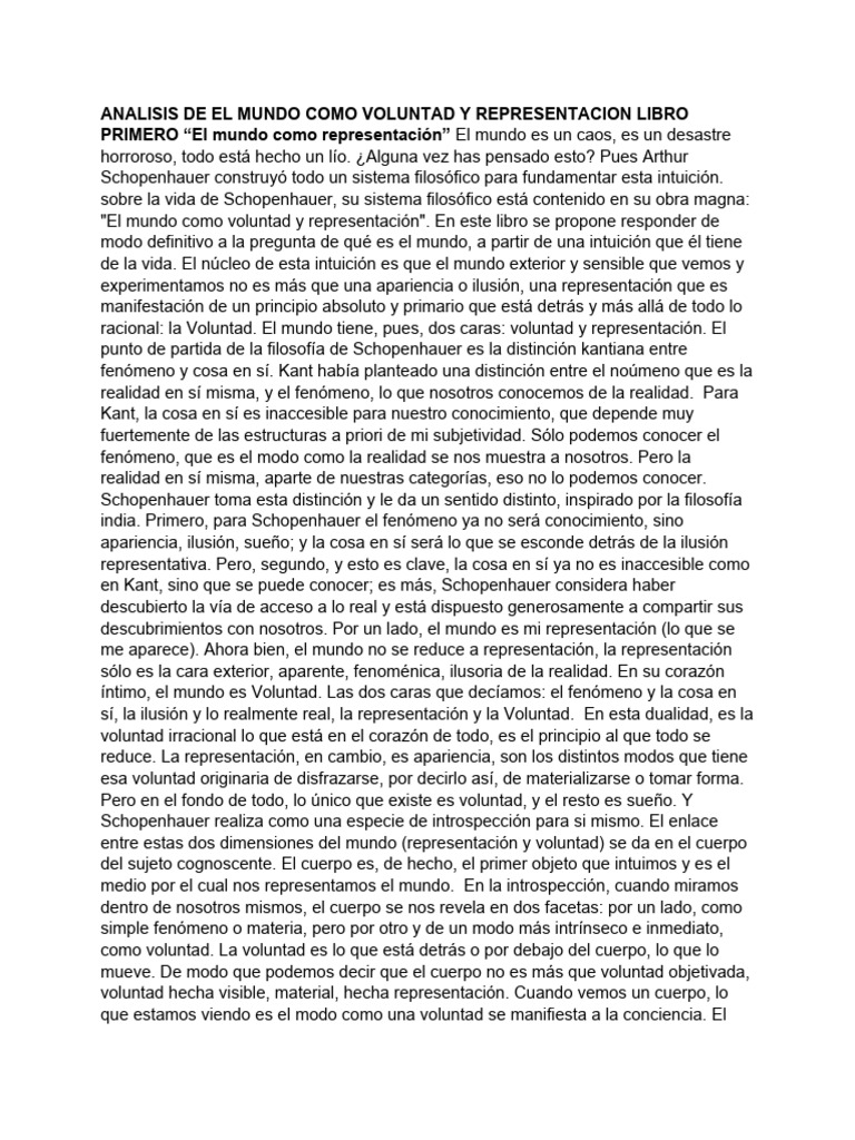 Analisis de El Mundo Como Voluntad y Representacion | PDF