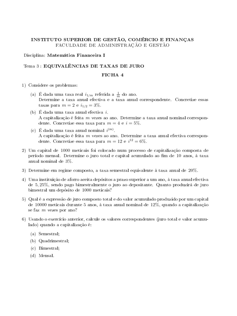 Ficha 4-ISGECOF | PDF | Finanças e Administração de Capital